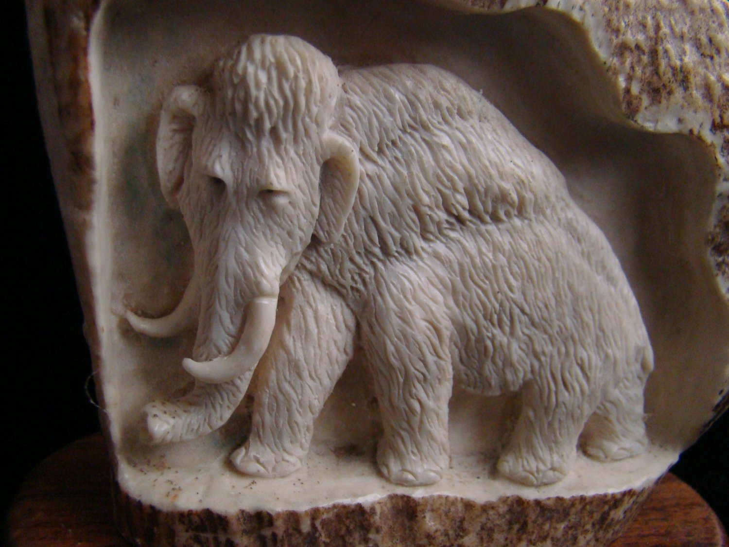 Mammoth, Mastodon Large Hand Carved Real Moose Antler -Wood Stand ...
