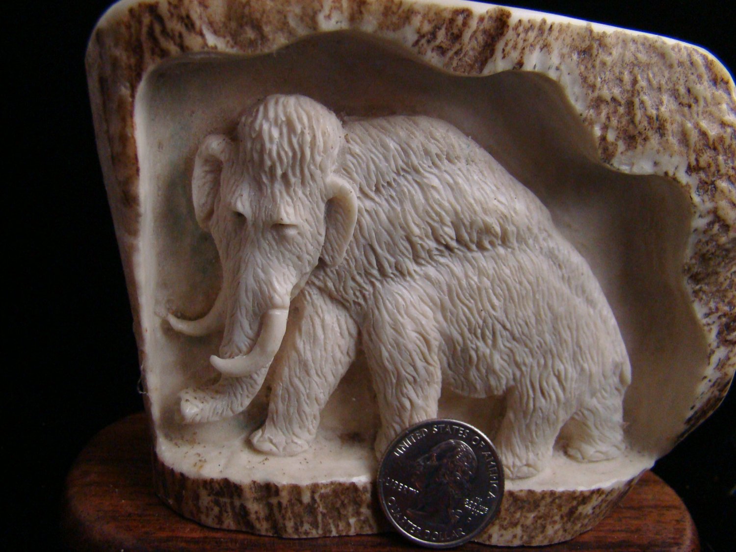 Mammoth, Mastodon Large Hand Carved Real Moose Antler -Wood Stand ...